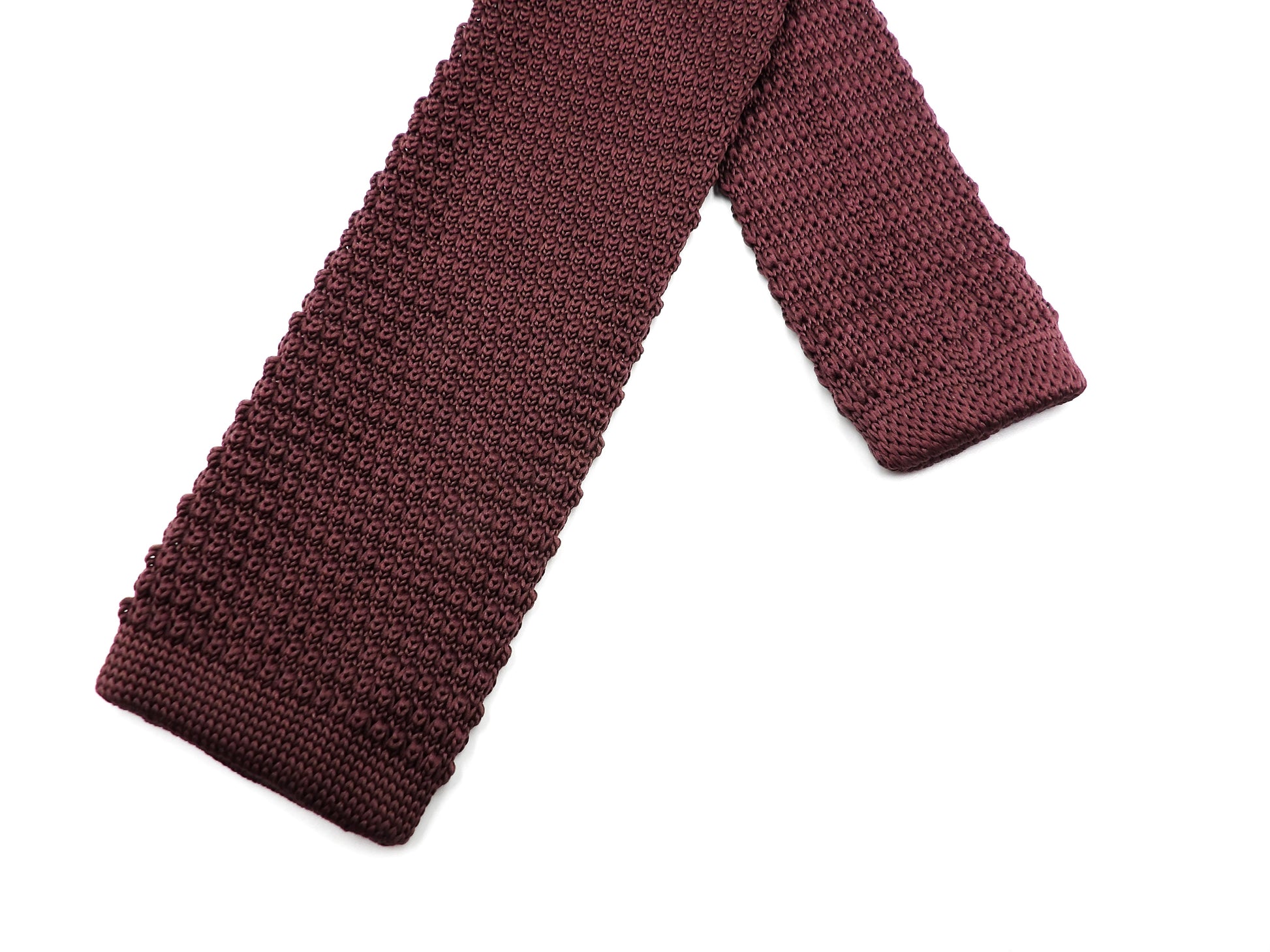 Knightsbridge Retro Mod 60's Slim Square End Plain Knitted Tie Aubergi ...