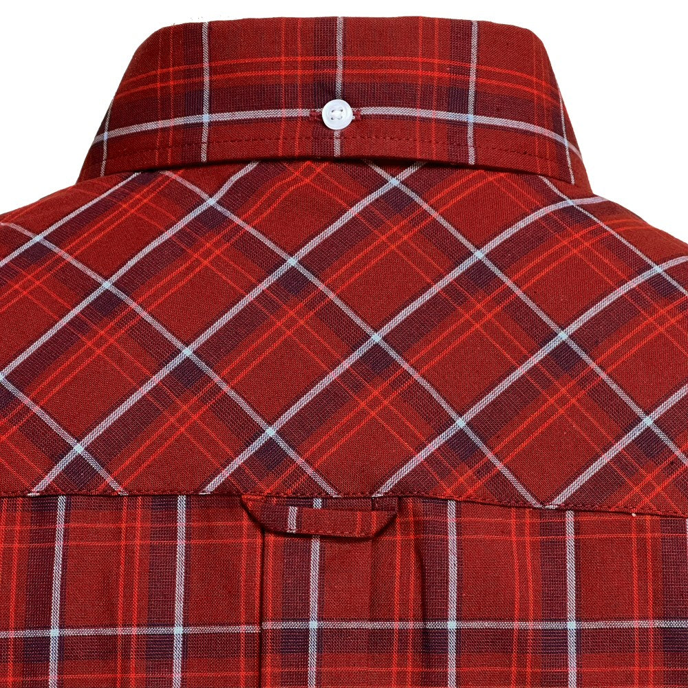 Adaptor Clothing Check Short Sleeve Button Down Shirt Oxblood