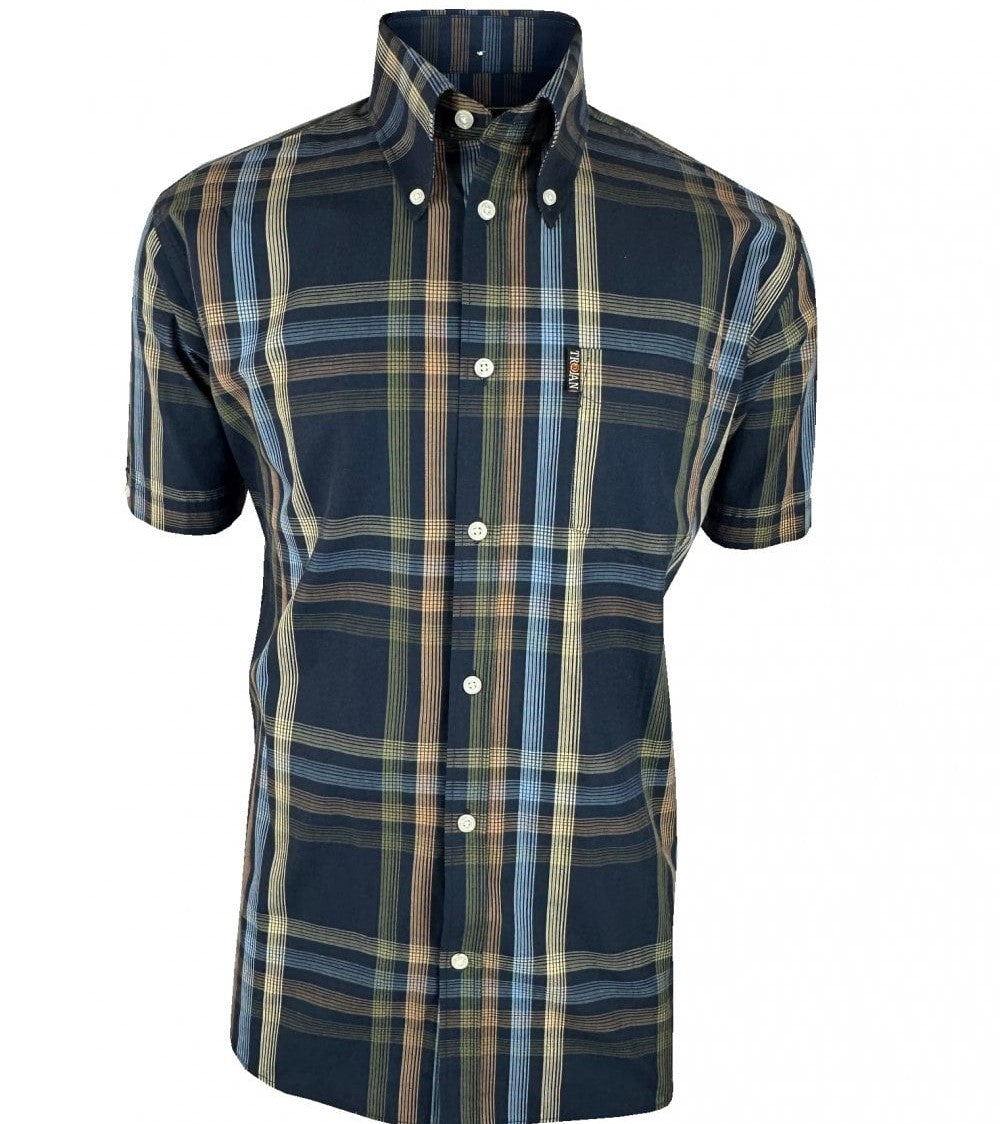 Trojan Records Graph Check Shirt With Pocket Square Navy – Adaptor Clothing